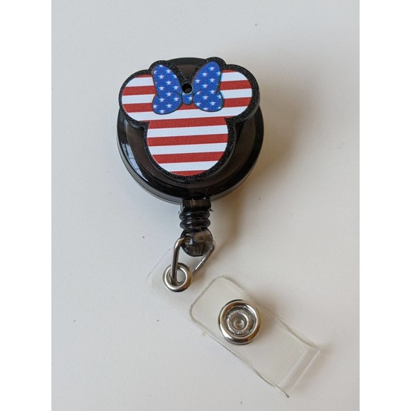 Handmade | Accessories | 42 Retractable Id Badge Reel Mouse Patriotic ...